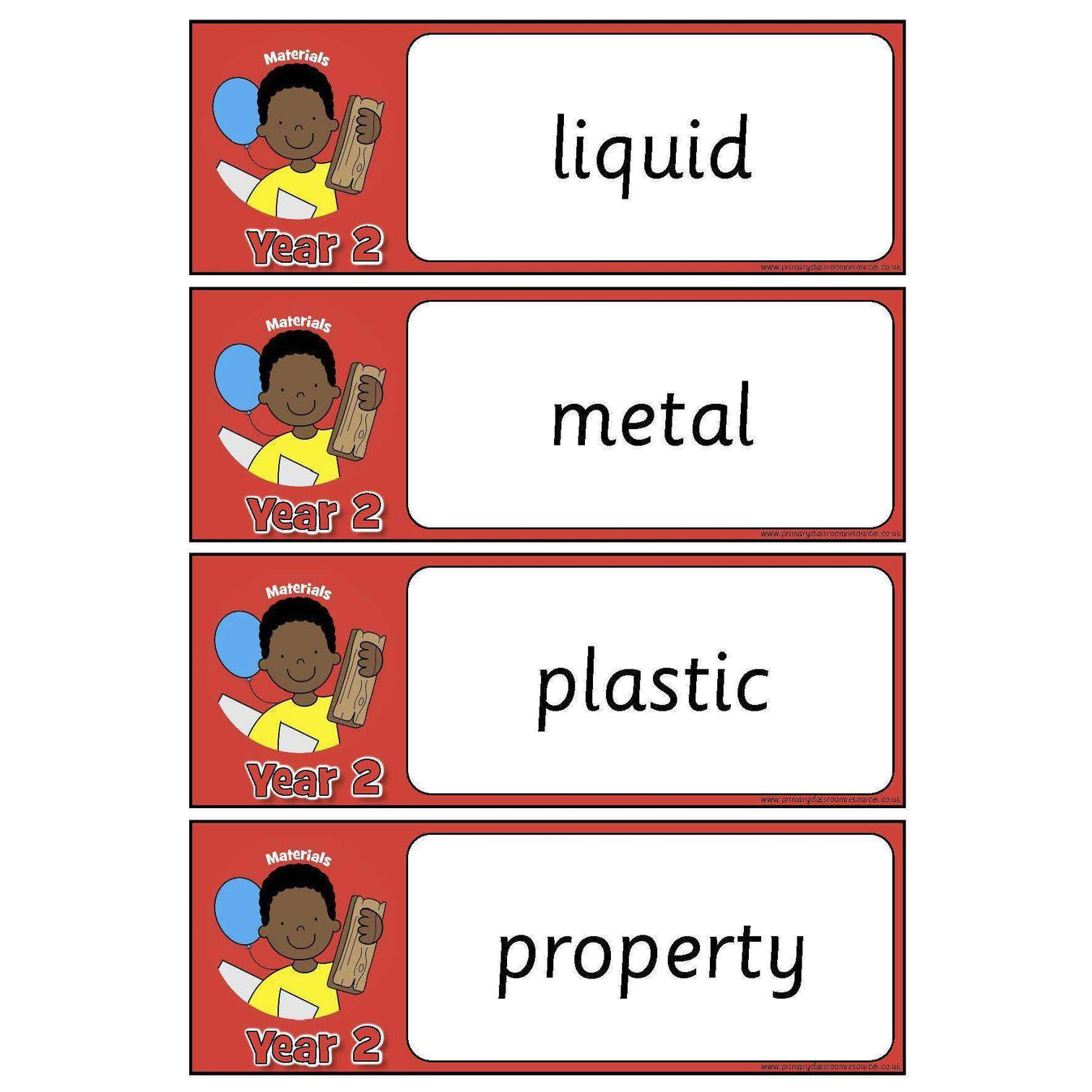 Year 2 Science Vocabulary - Materials – Primary Classroom Resources