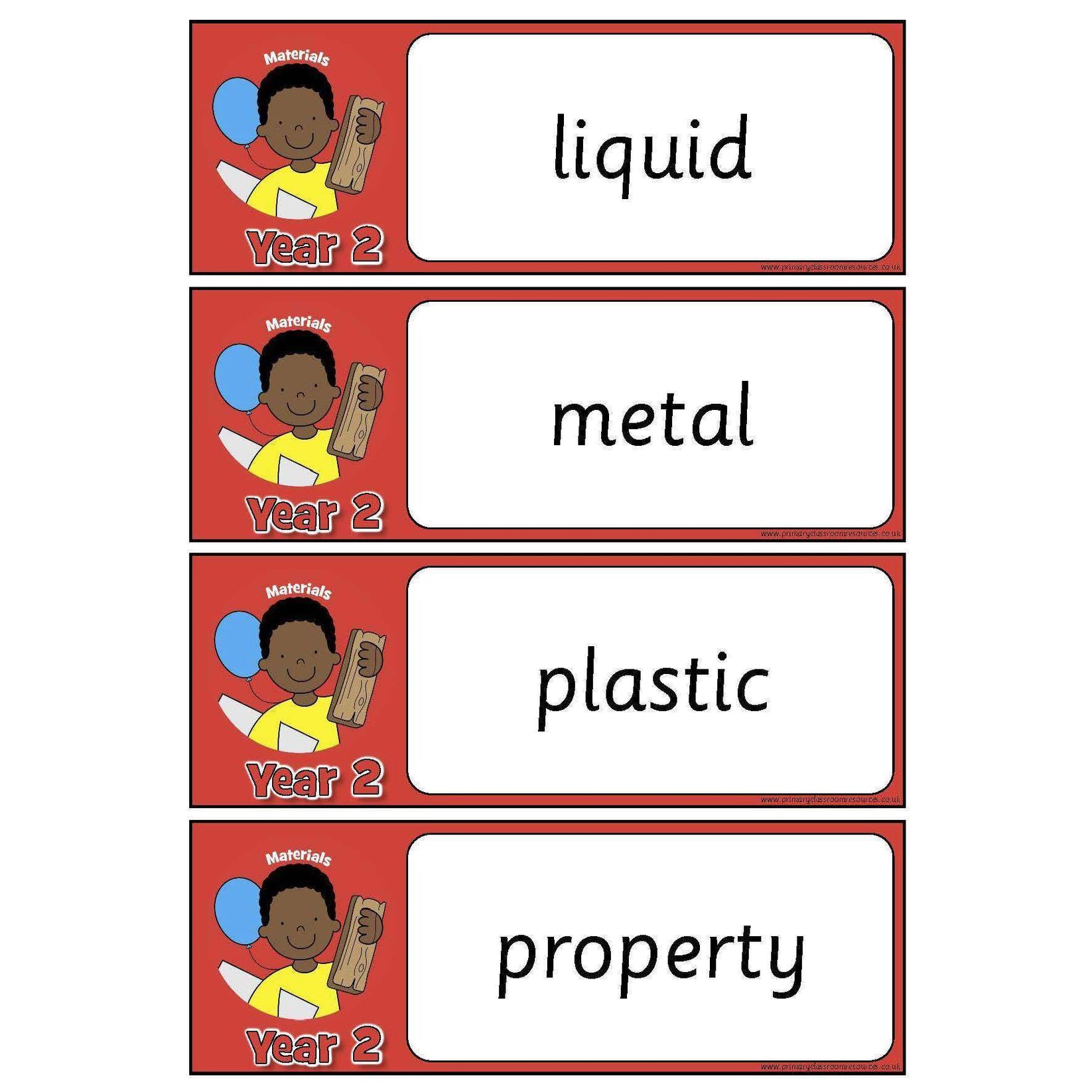 Year 2 Science Vocabulary - Materials – Primary Classroom Resources