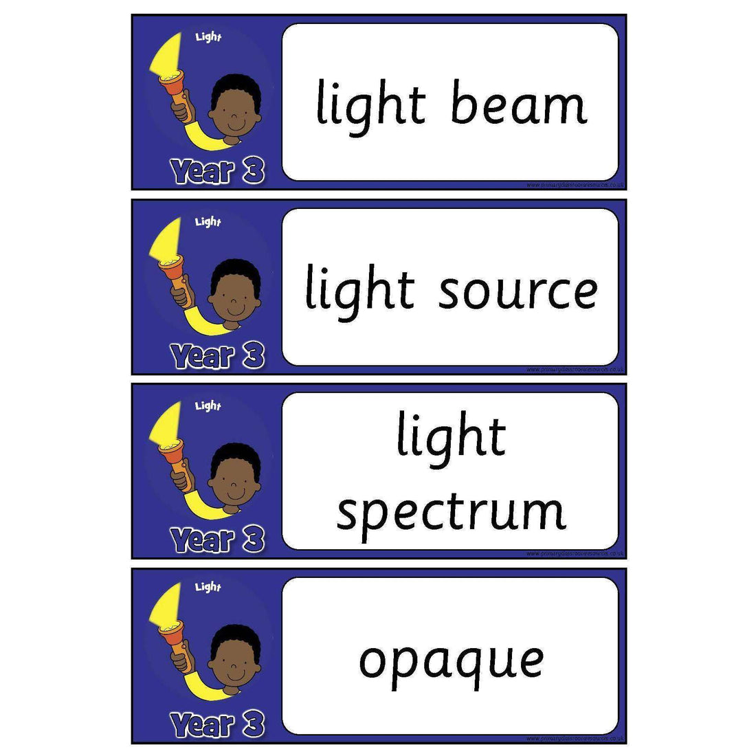 Year 3 Science Vocabulary - Light – Primary Classroom Resources