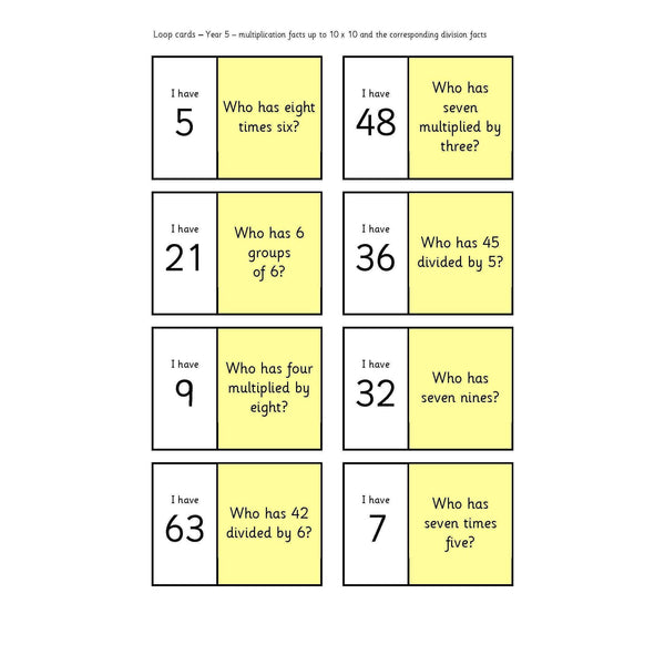 Year 5 Maths Loop Cards – Primary Classroom Resources