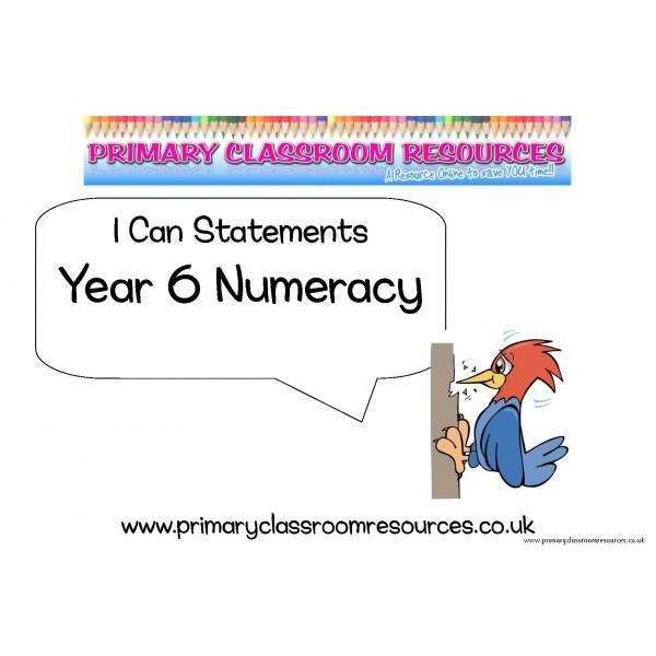 Year 6 Numeracy I Can Statements Posters – Primary Classroom Resources